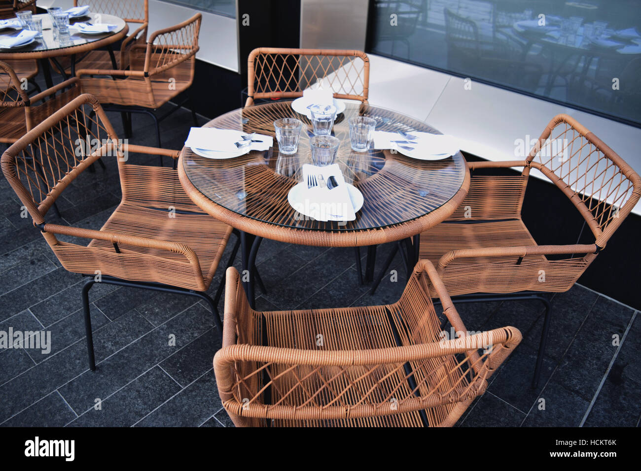 Small cafe with outside seating area hi-res stock photography and ...