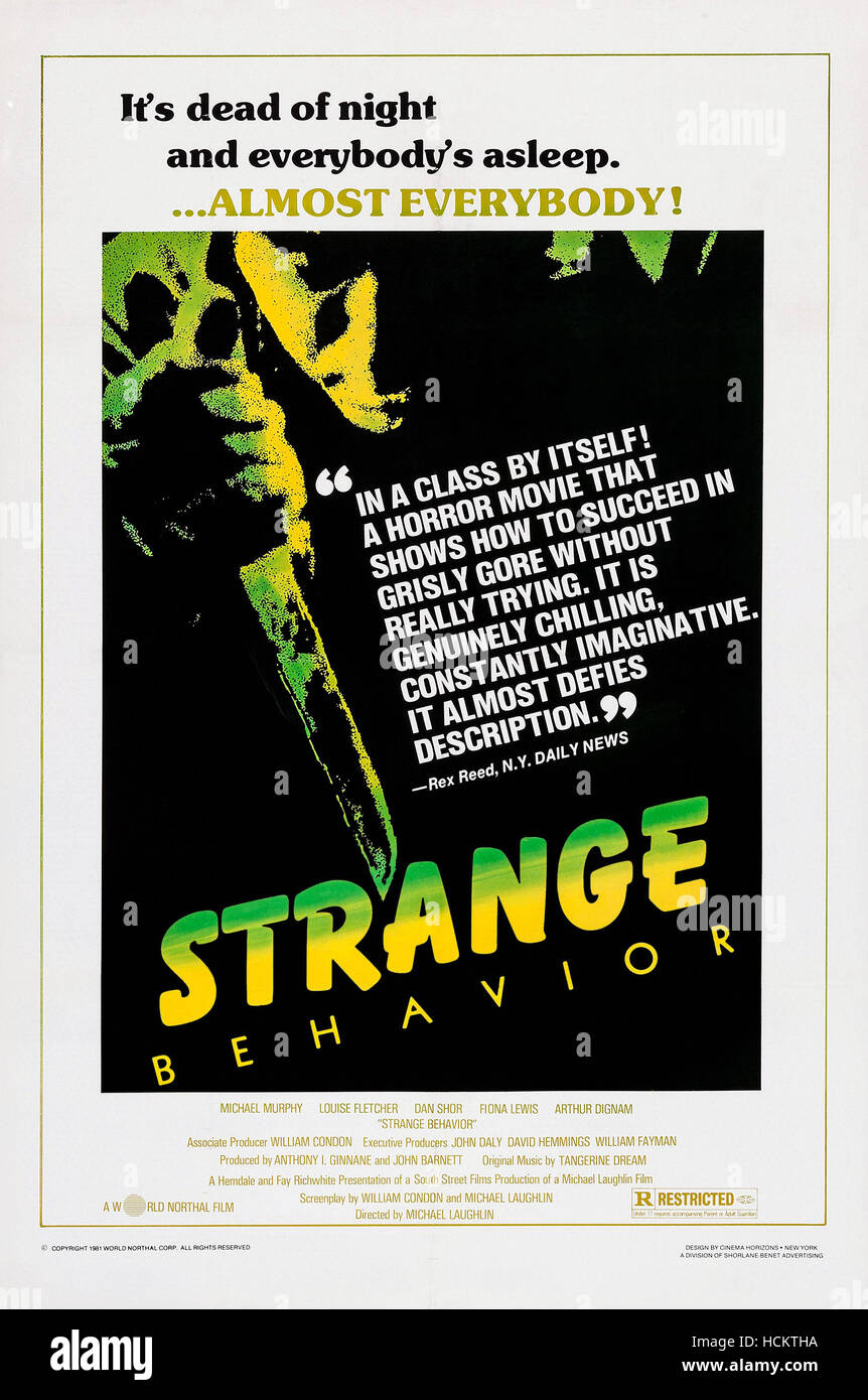STRANGE BEHAVIOR, US poster art, 1981. ©World Northal/courtesy Everett ...