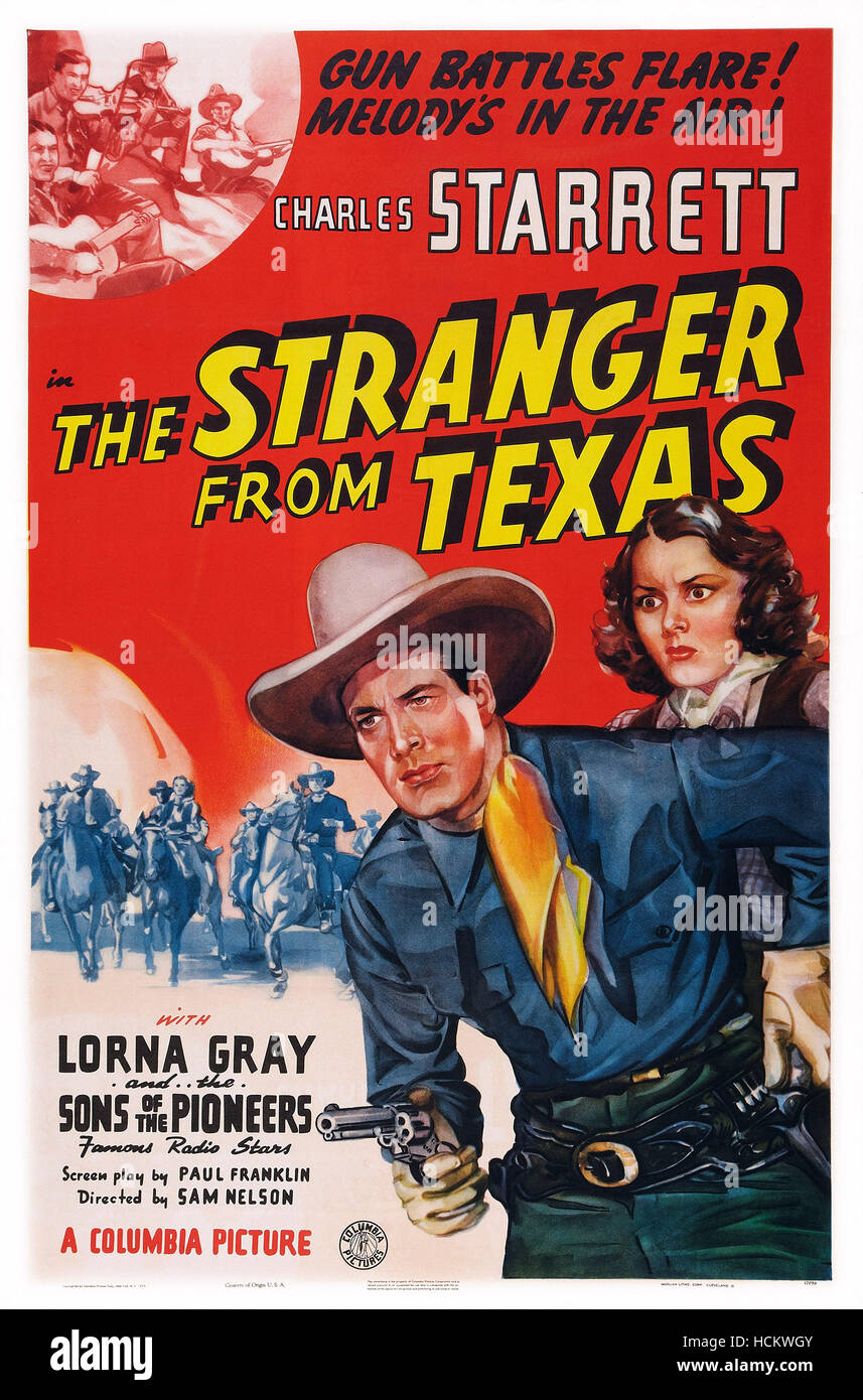 THE STRANGER FROM TEXAS, US poster art, from left: Charles Starrett ...