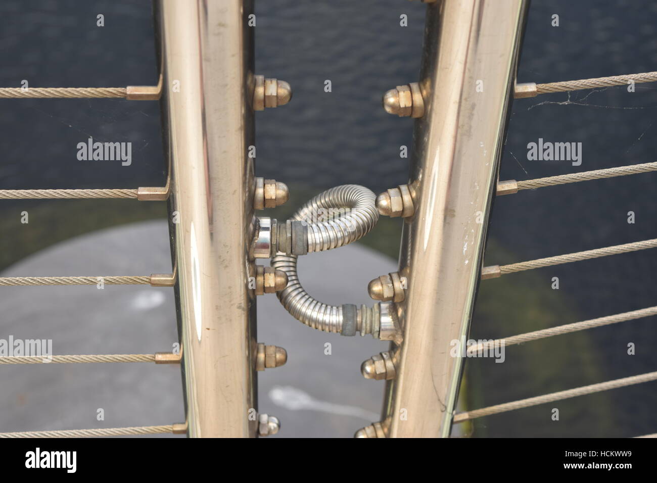 Hinge in between bridge railing Stock Photo - Alamy