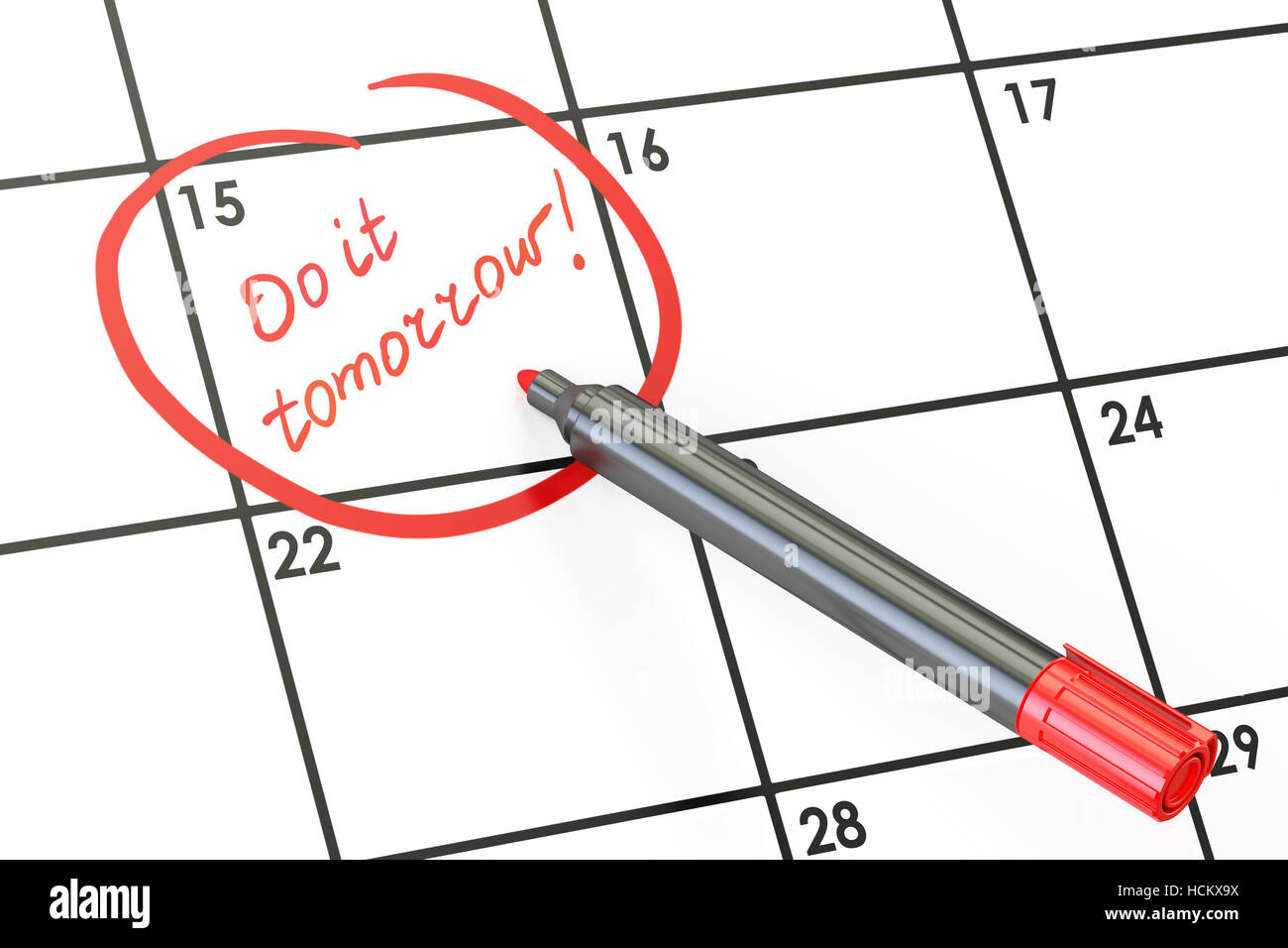 Do it tomorrow date on calendar concept, 3D rendering Stock Photo - Alamy