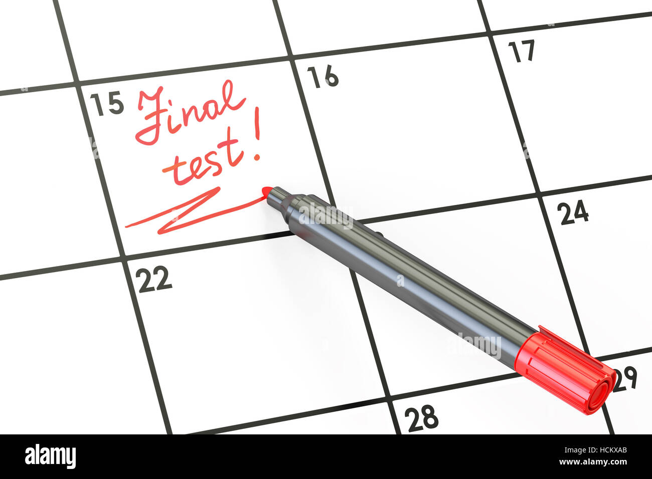 Final Test date on calendar concept, 3D rendering Stock Photo - Alamy