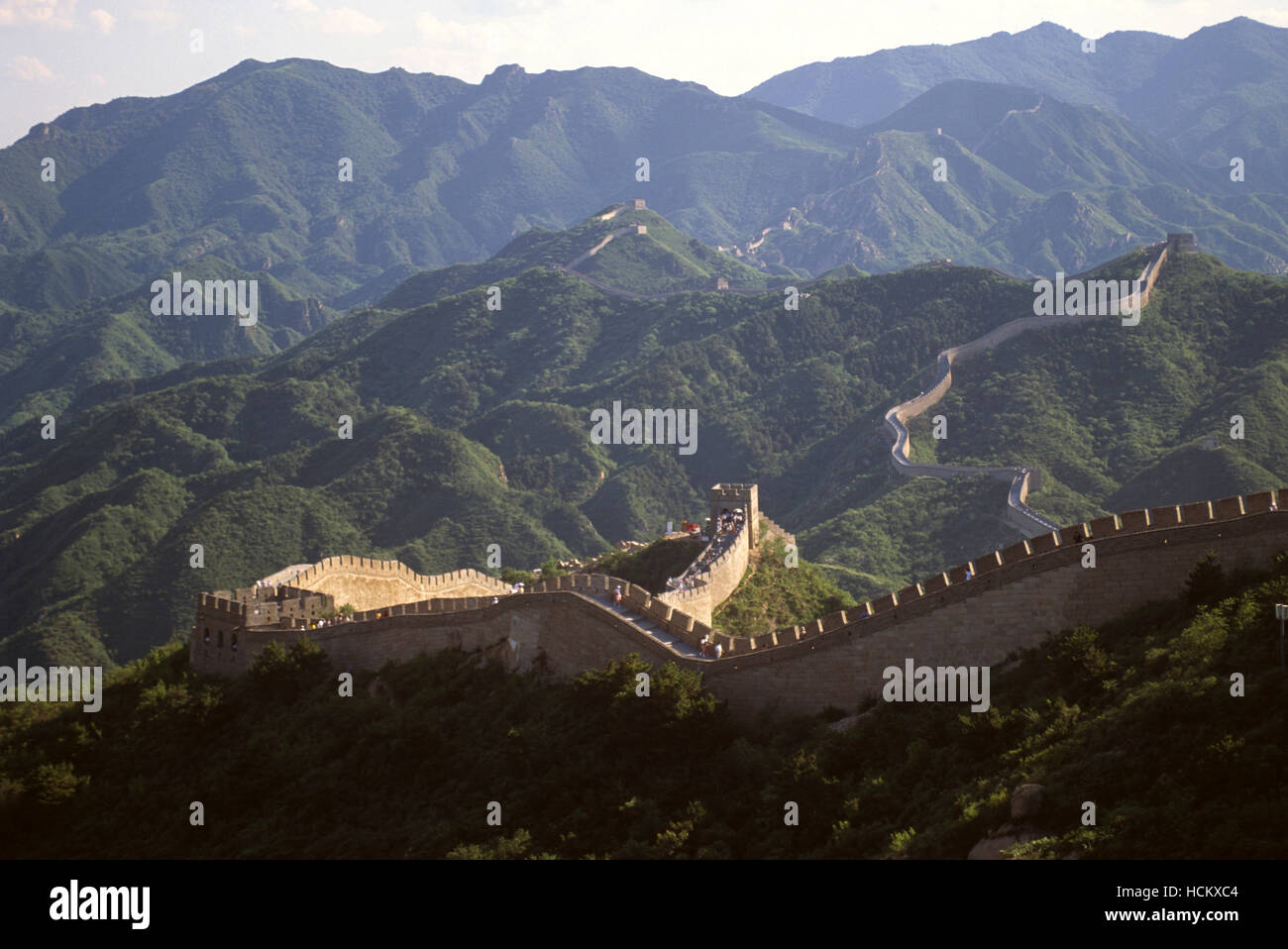 View of mountainous terrain and the Great Wall of China outside of ...