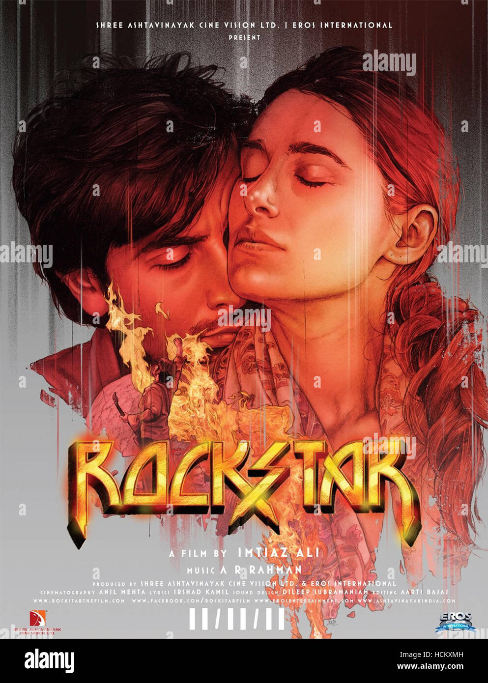 ROCKSTAR, l-r: Ranbir Kapoor, Nargis Fakhri on Indian poster in English ...