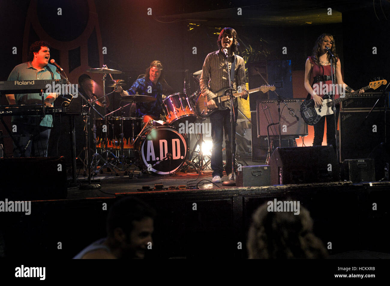 THE ROCKER, from left: Josh Gad, Rainn Wilson, Teddy Geiger, Emma Stone ...