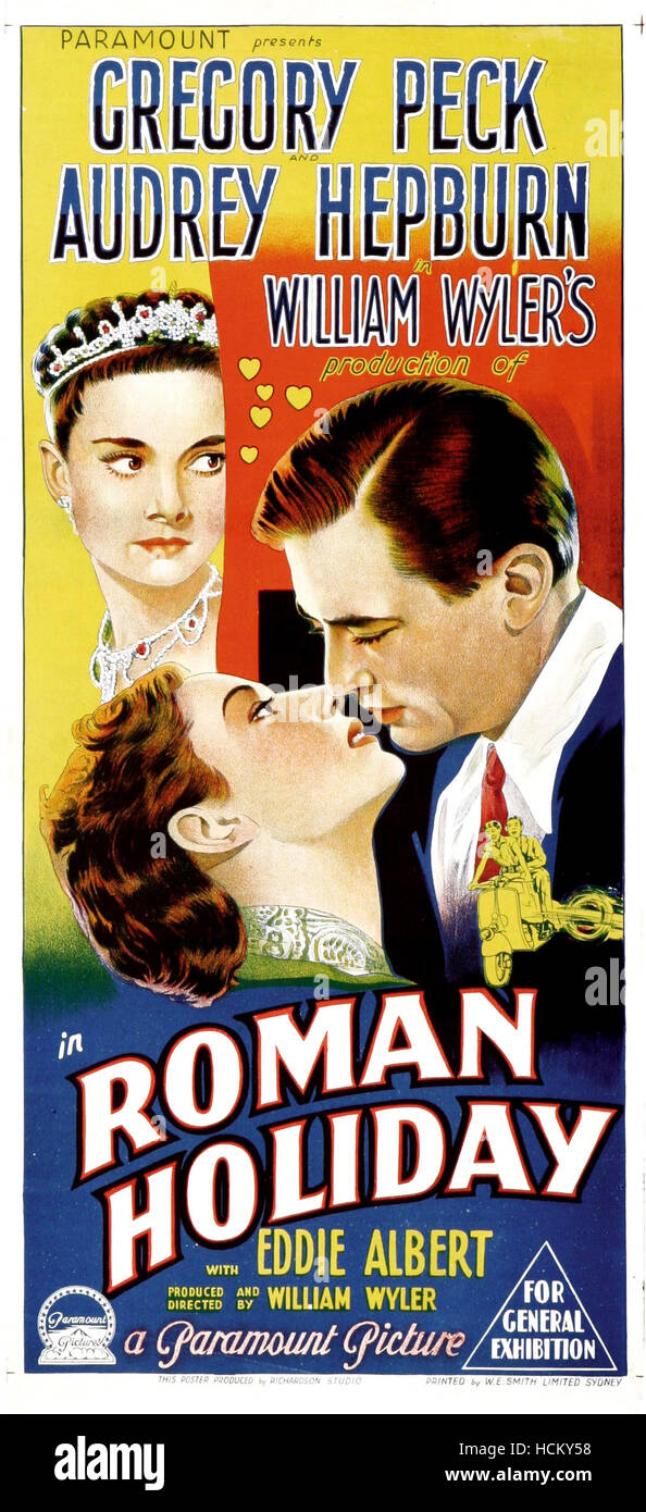 ROMAN HOLIDAY, poster art, from left: Audrey Hepburn, Gregory Peck ...