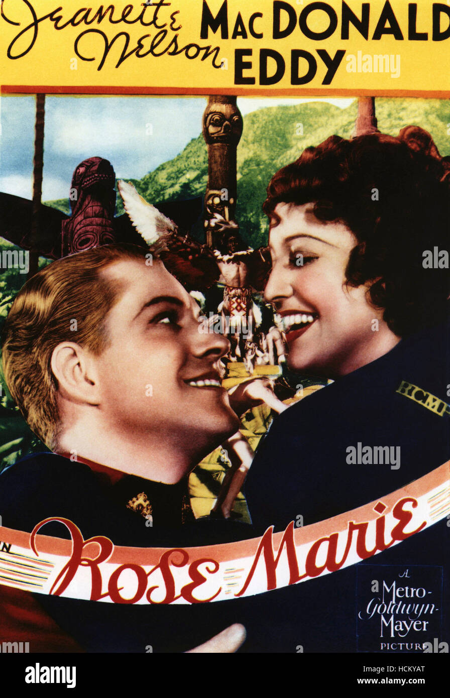 ROSE MARIE, from left: Nelson Eddy, Jeanette MacDonald, 1936 Stock ...