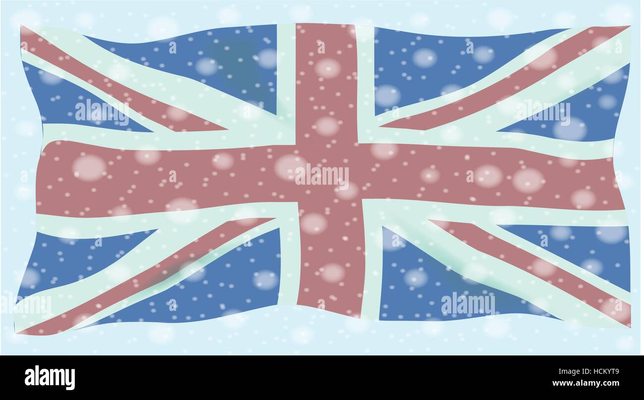 The British Union Flag, or Union Jack with winter snow Stock Vector ...