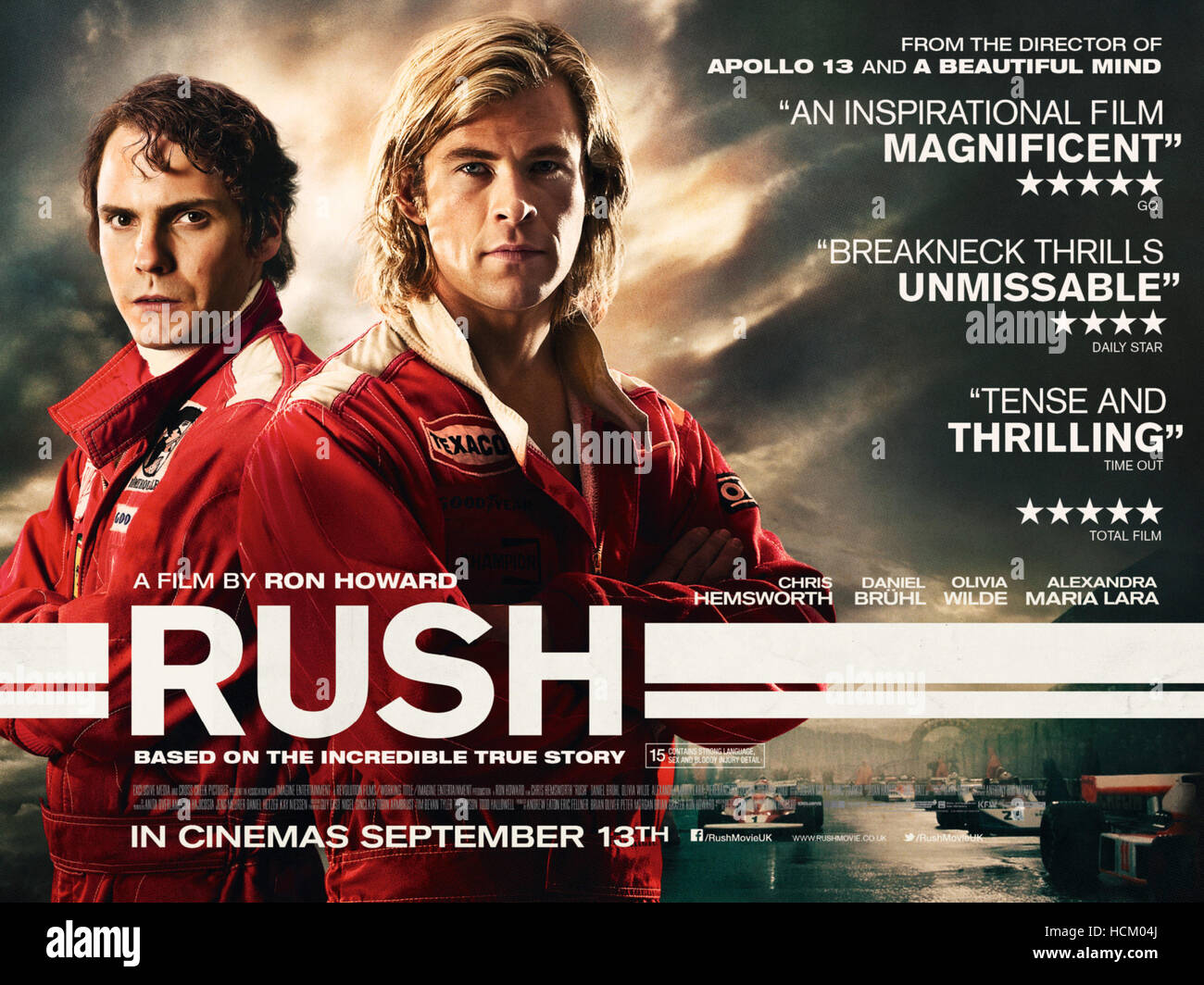 RUSH, international poster art, from left: Daniel Bruhl, Chris ...