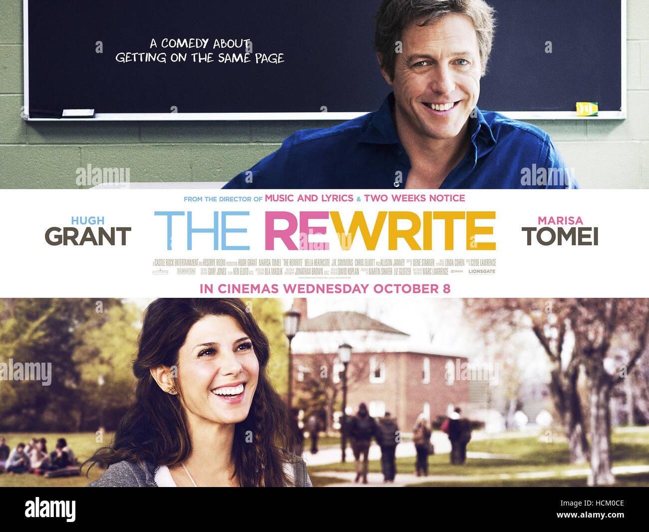 THE REWRITE, British poster art, from top: Hugh Grant, Marisa Tomei ...