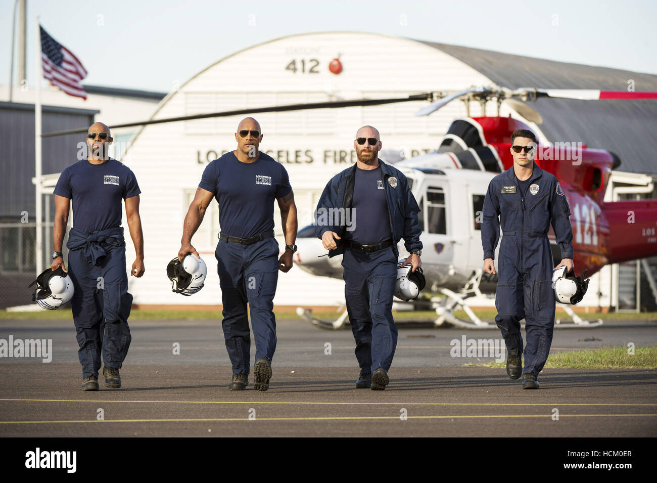 SAN ANDREAS, from left: Todd Williams, Dwayne Johnson, Matt Gerald ...