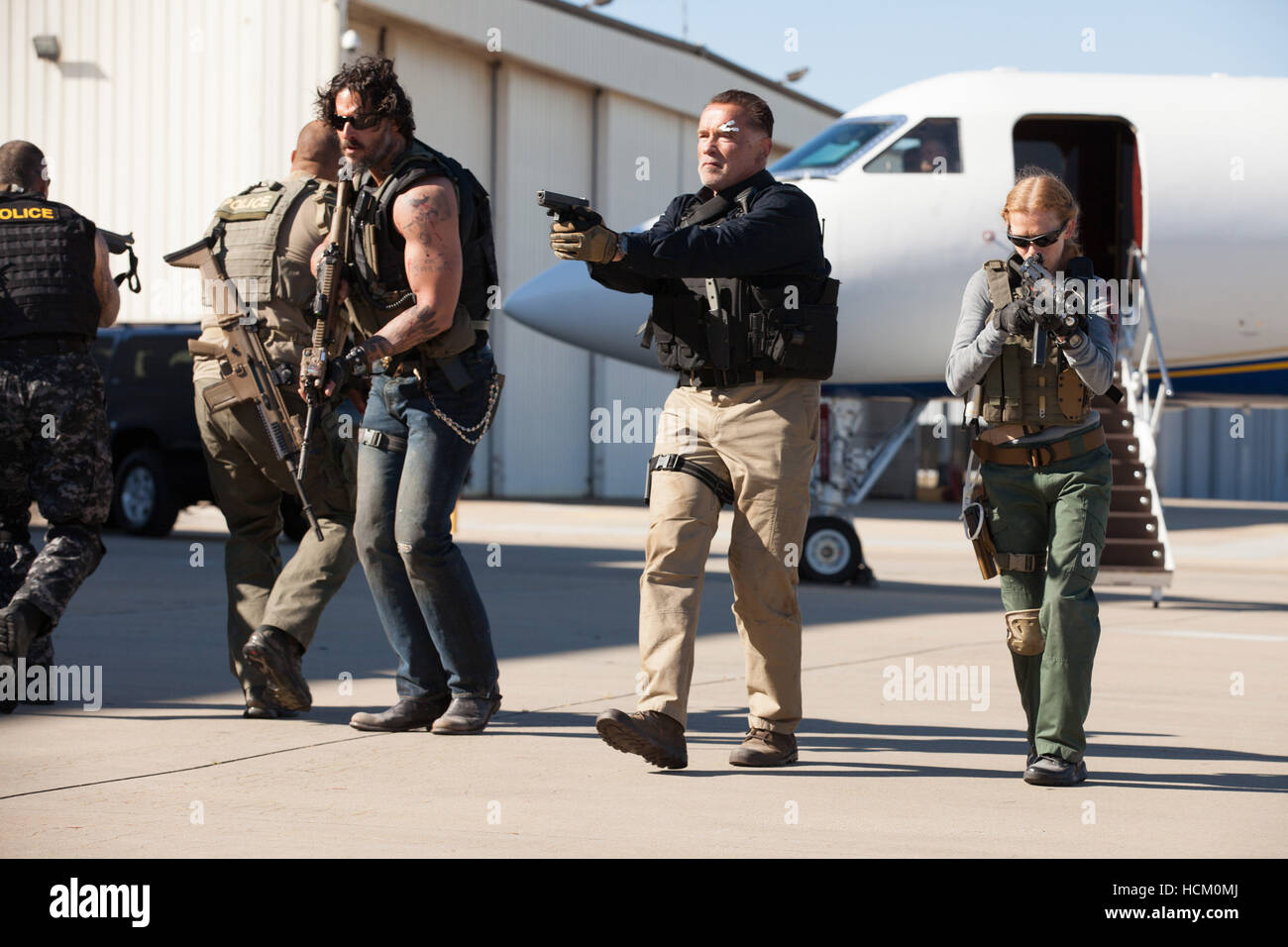 SABOTAGE, from left: Joe Manganiello, Arnold Schwarzenegger, Mireille ...