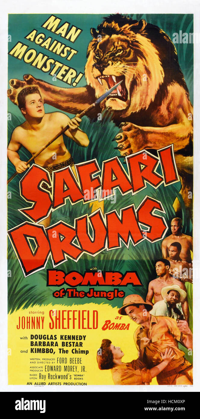 SAFARI DRUMS, US poster art, top left: Johnny Sheffield; bottom right ...