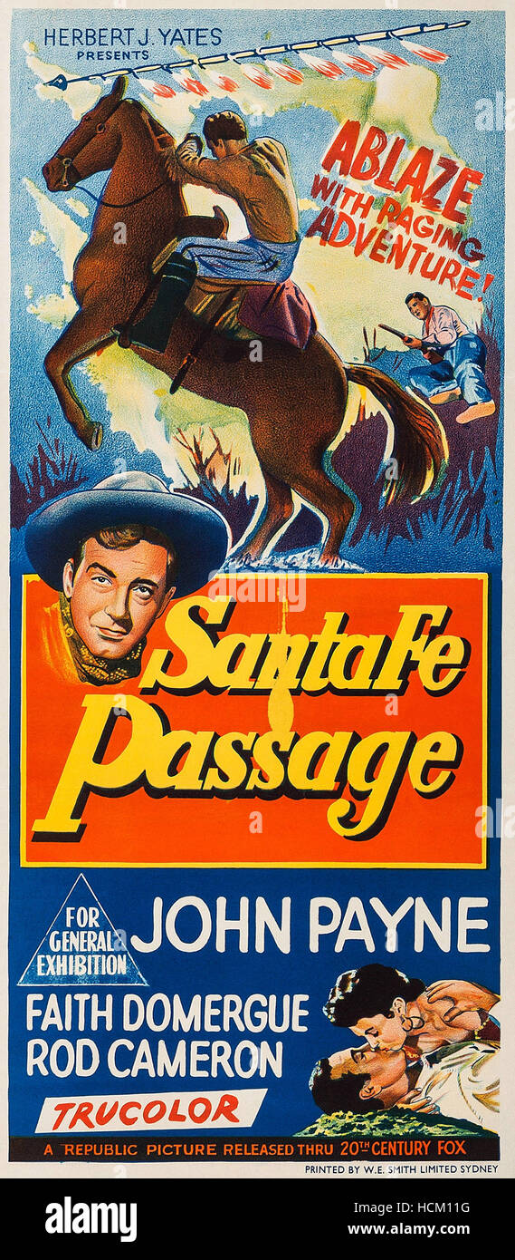 SANTA FE PASSAGE, US poster art, left: John Payne; bottom right: John ...