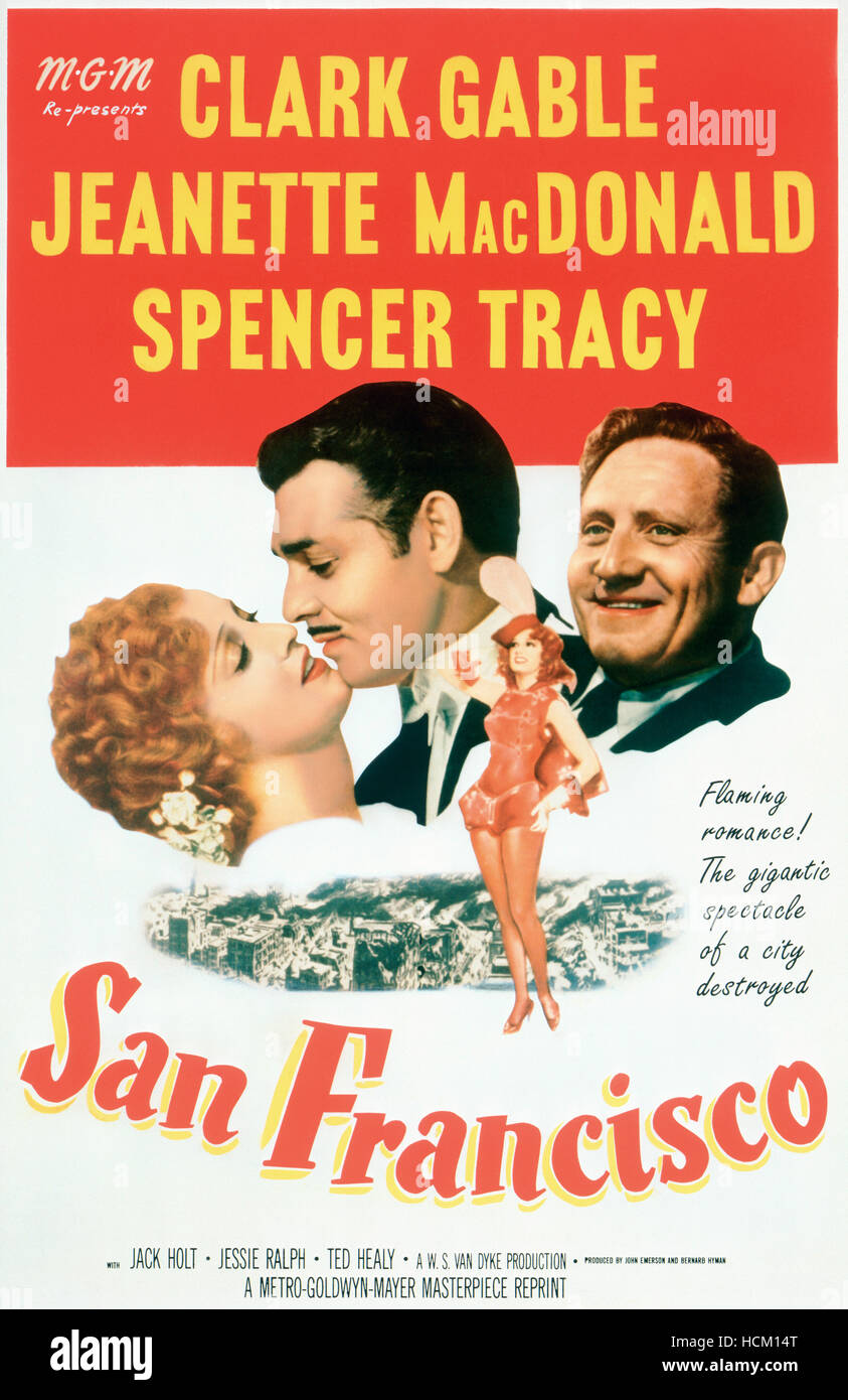 SAN FRANCISCO, Jeanette MacDonald, Clark Gable, Spencer Tracy, 1936 ...