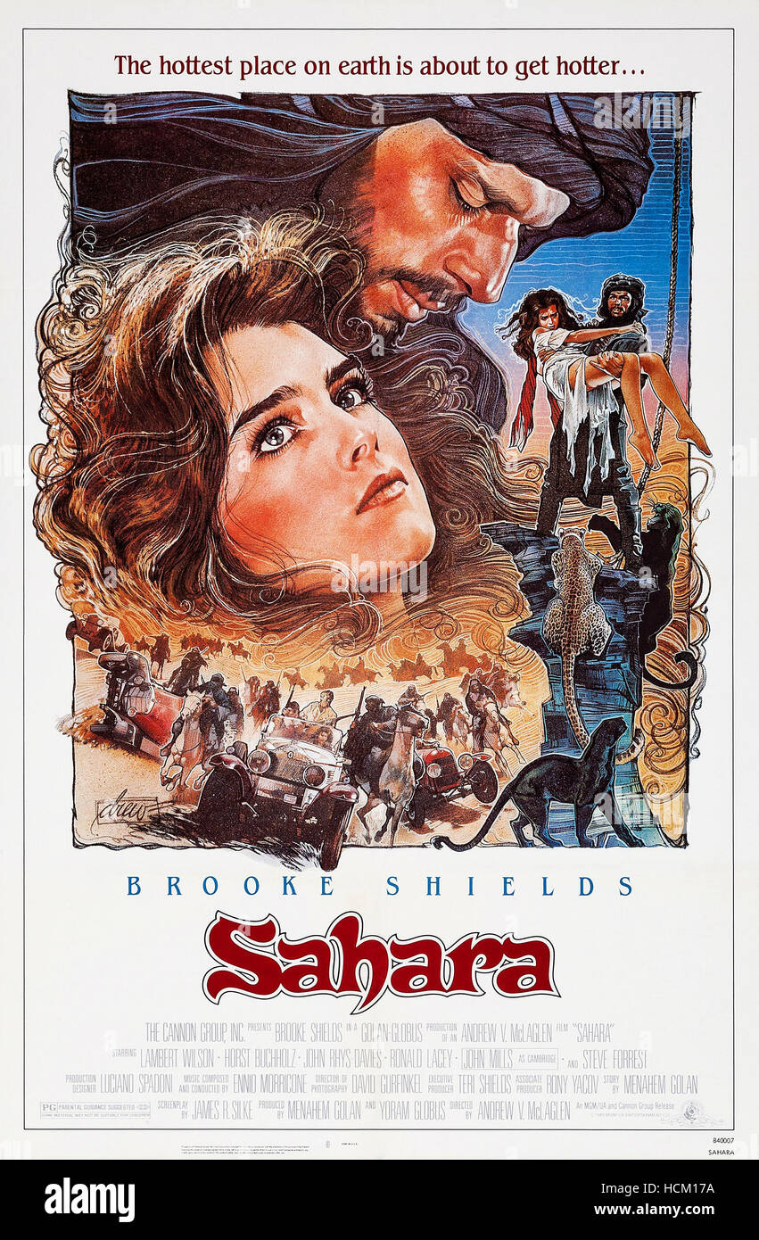 SAHARA, US poster art, from top: Lambert Wilson, Brooke Shields, 1983 ...