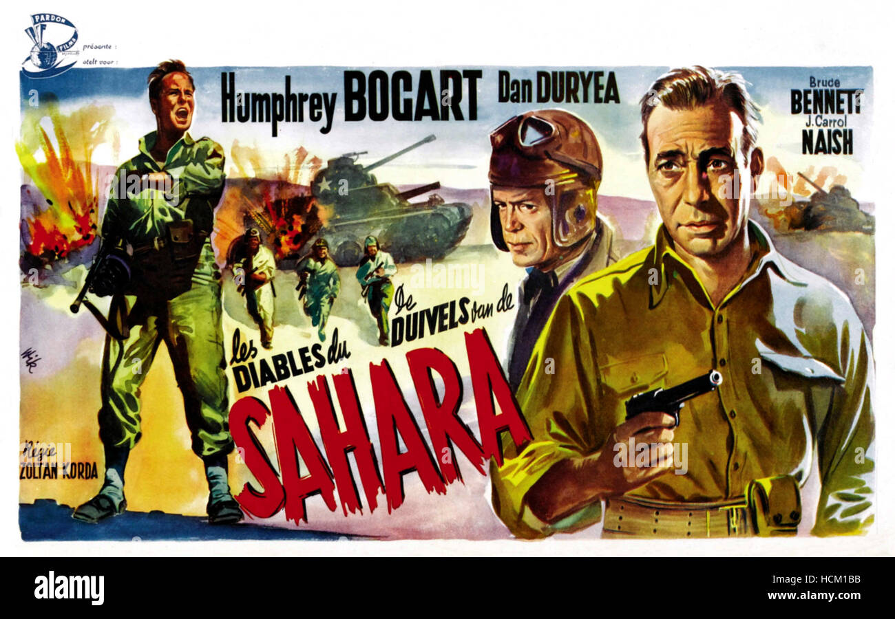 SAHARA, Humphrey Bogart, Dan Duryea, (Belgian poster art), 1943 Stock ...