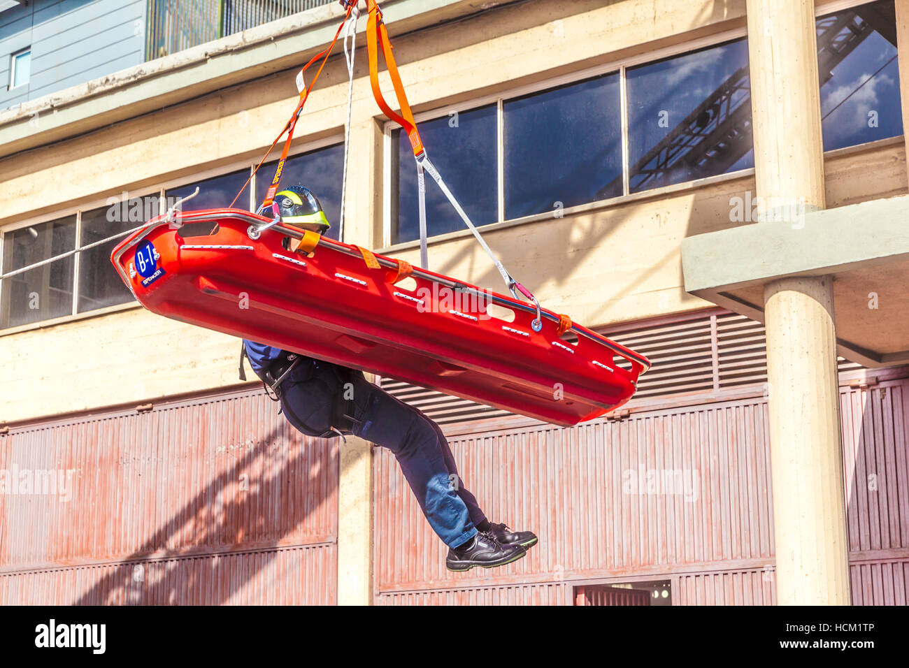 Firemen Manoeuvre in the fire station of Santa Cruz de Tenerife city ...