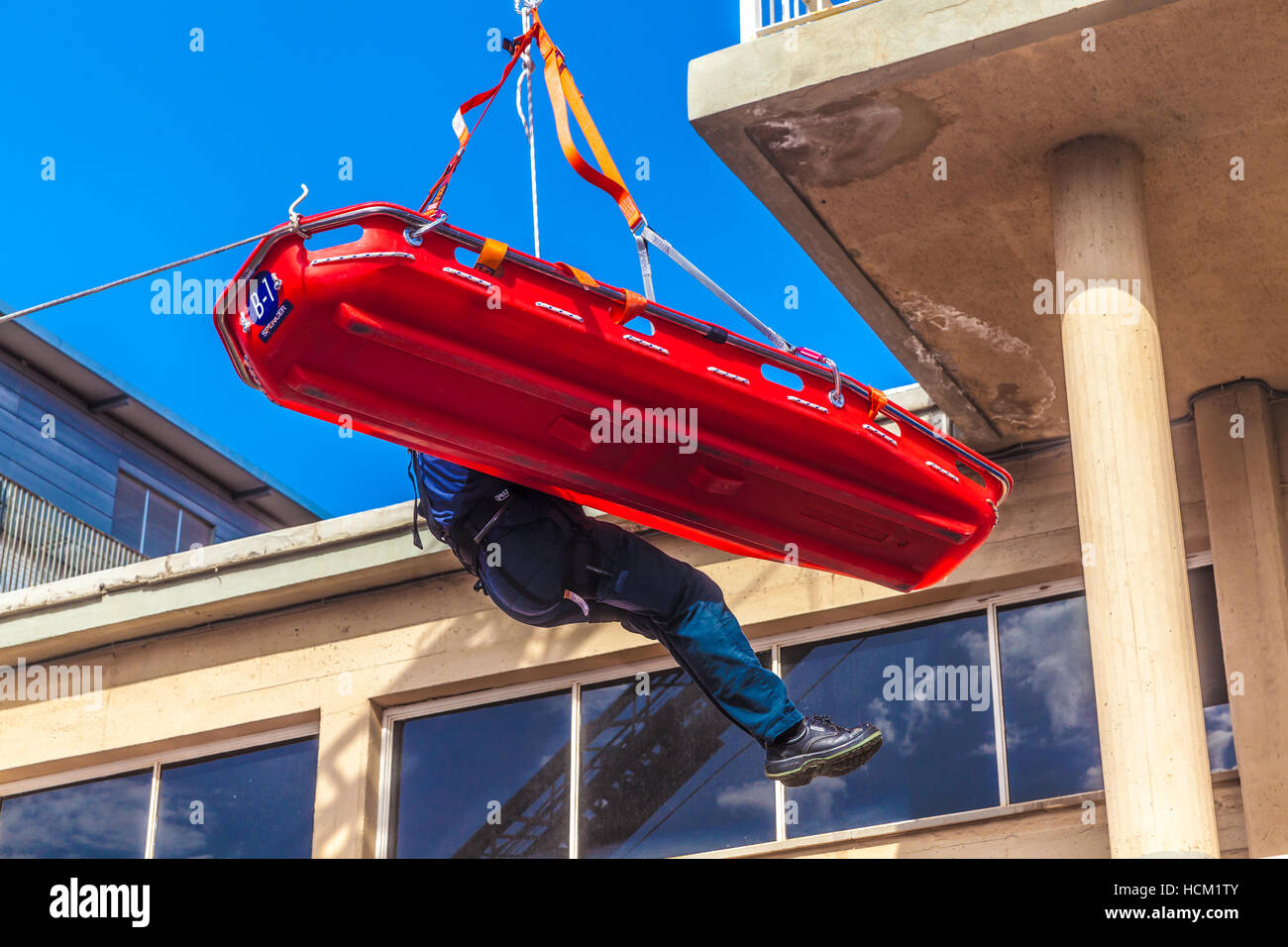 Firemen Manoeuvre in the fire station of Santa Cruz de Tenerife city ...