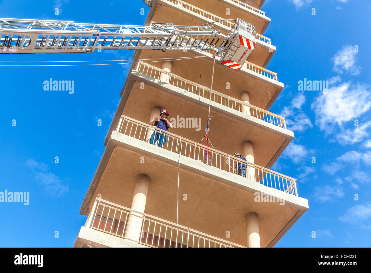 Firemen Manoeuvre in the fire station of Santa Cruz de Tenerife city ...