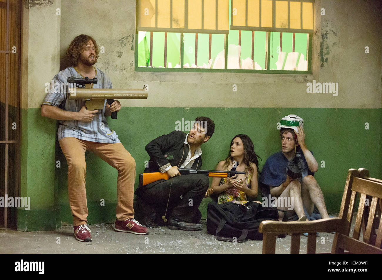 SEARCH PARTY, from left: T.J. Miller, Adam Pally, Shannon Woodward ...