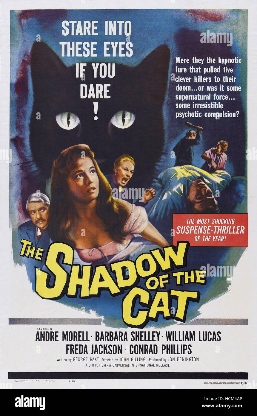 THE SHADOW OF THE CAT, US poster, from left: Conrad Phillips, Barbars ...