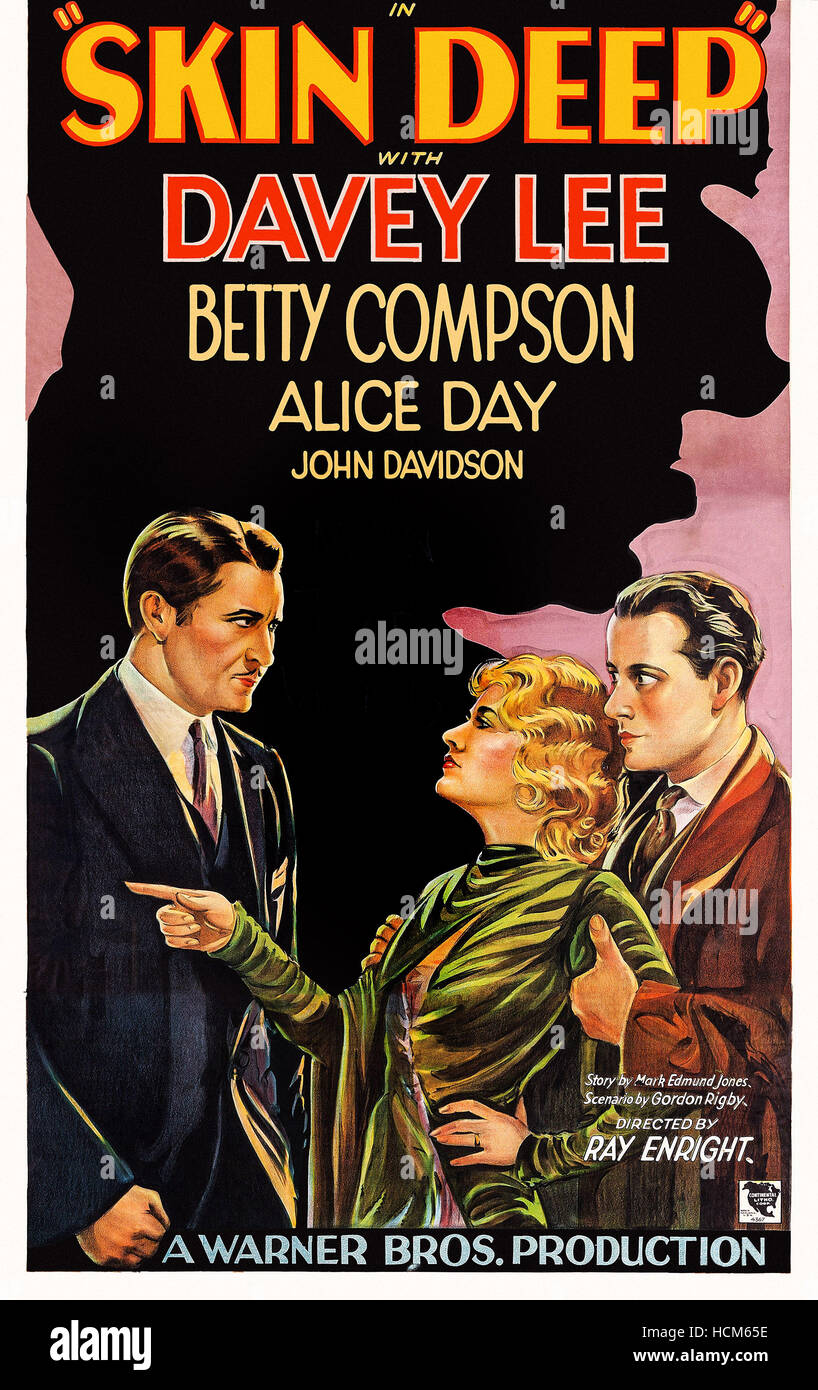 SKIN DEEP, poster art, Monte Blue, Betty Compson, Davey Lee, 1929 Stock ...