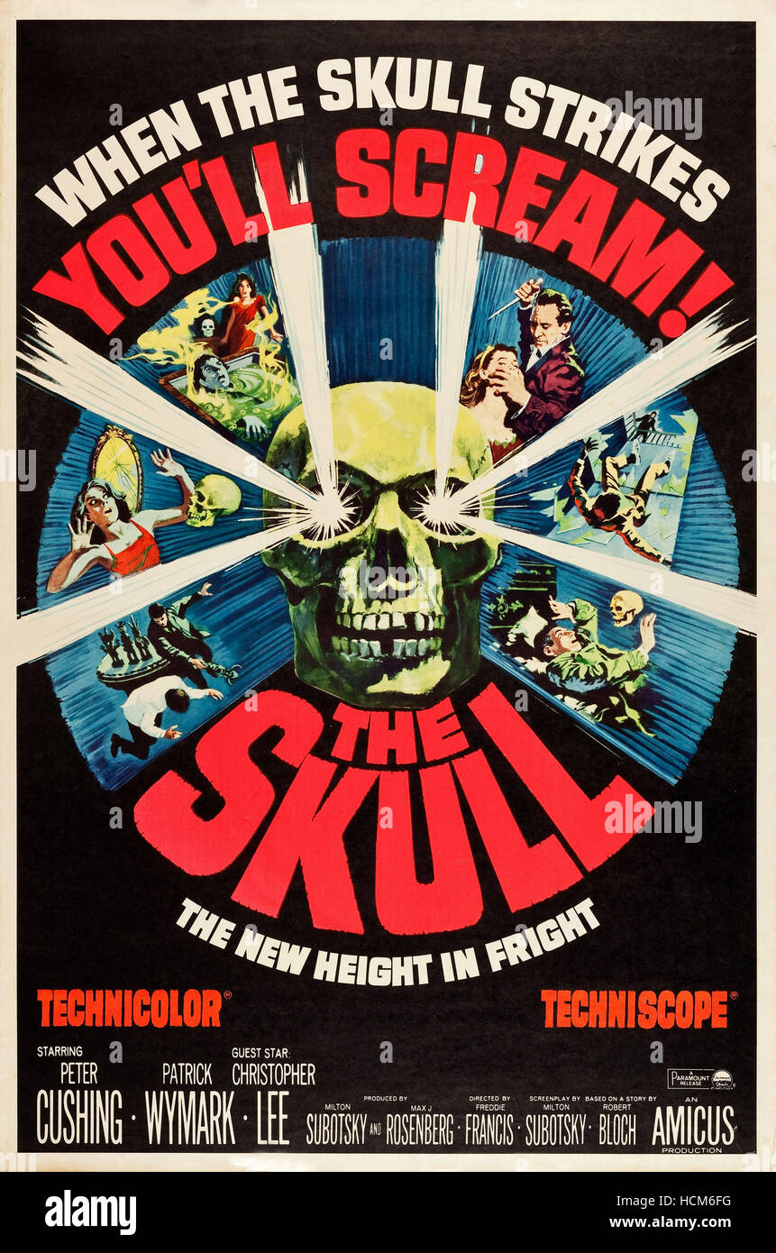 THE SKULL, US poster art, top right with dagger: Peter Cushing, 1965 Stock Photo - Alamy