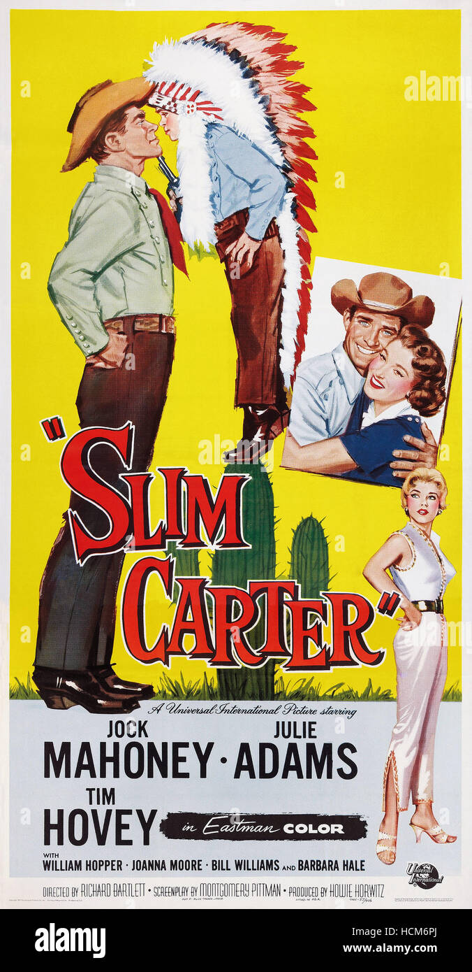 SLIM CARTER, poster art, l-r: Jock Mahoney, Tim Hovey, Jock Mahoney ...