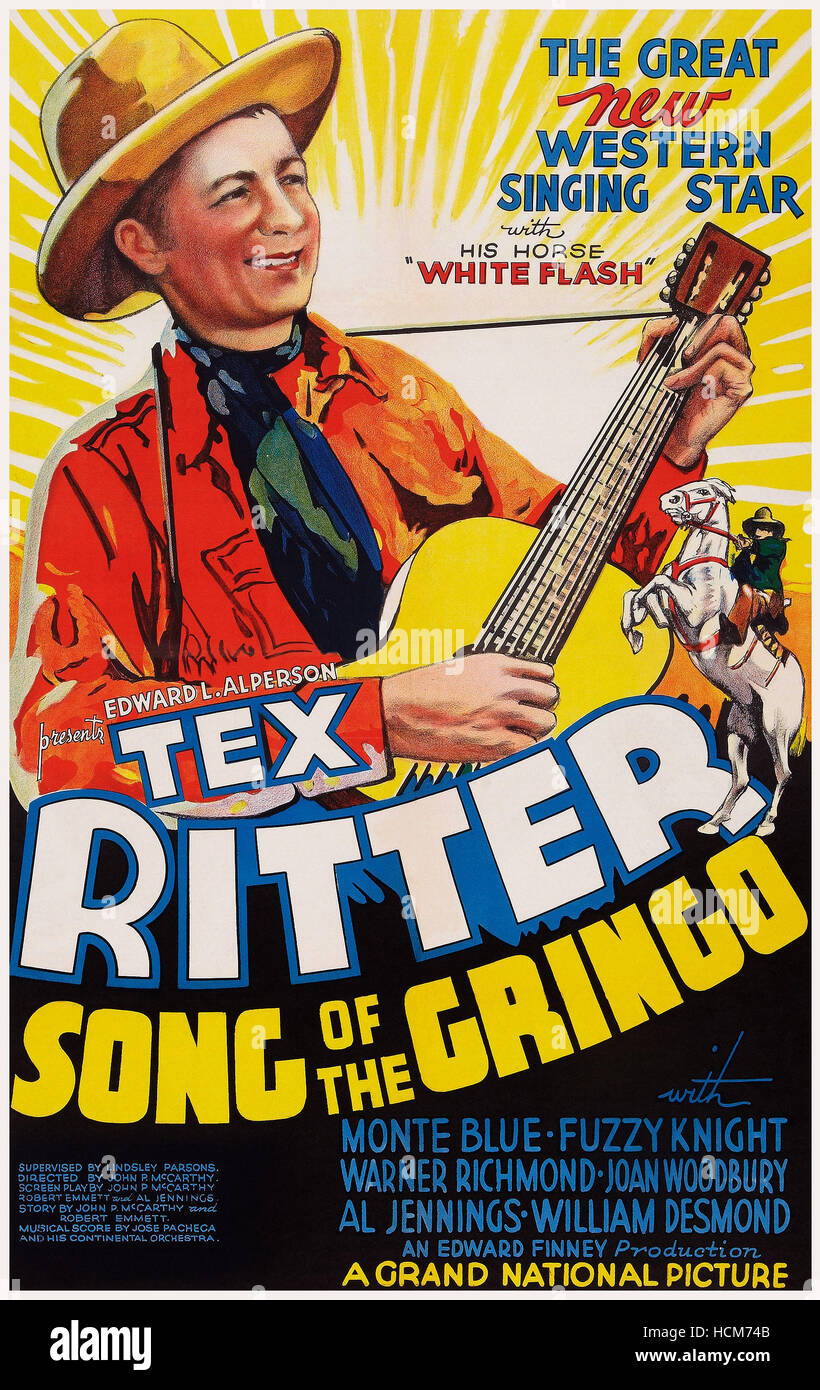 SONG OF THE GRINGO, US poster art, Tex Ritter, 1936 Stock Photo - Alamy