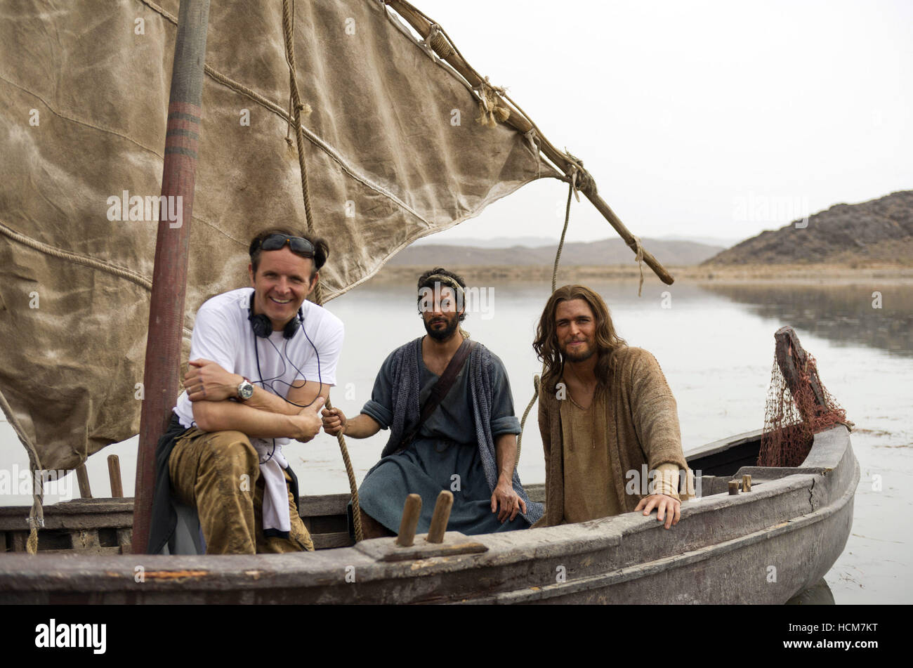 Son Of God From Left Producer Mark Burnett Darwin Shaw Diogo Morgado On Set 2014 Ph Joe