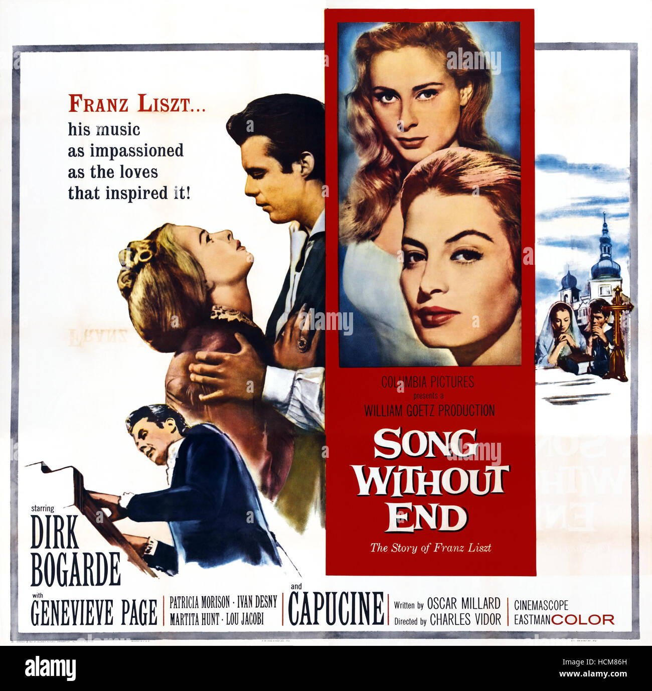 SONG WITHOUT END, US poster art, right: Dirk Bogarde; insert from top ...