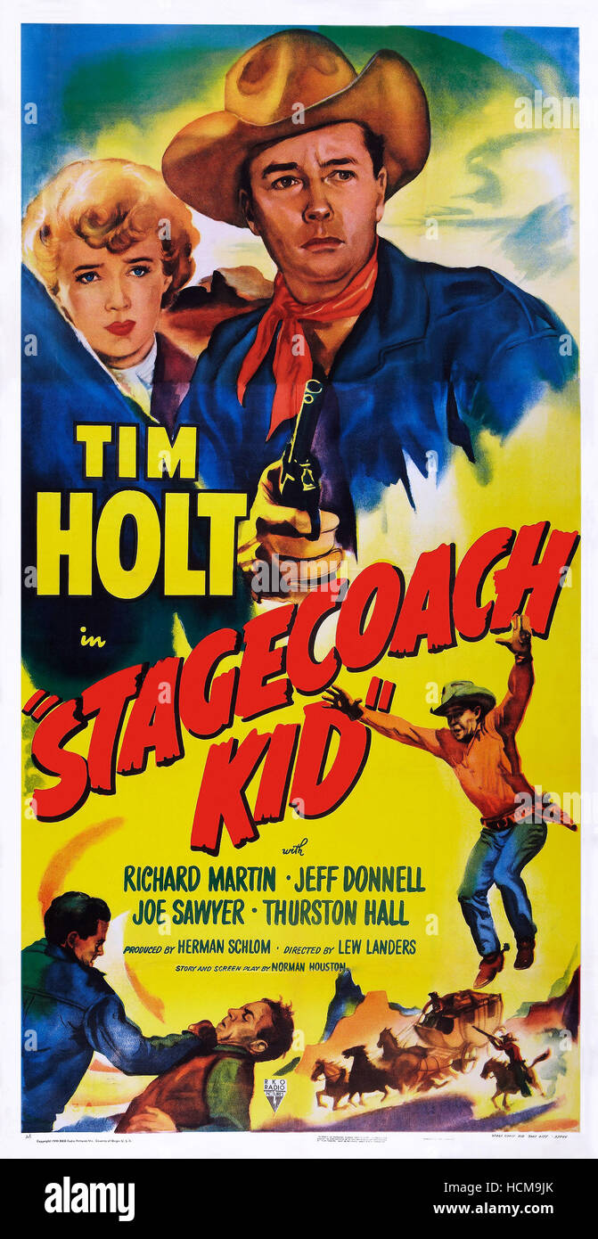 STAGECOACH KID, US poster art, from left: Jeff Donnell, Tim Holt, 1949 ...