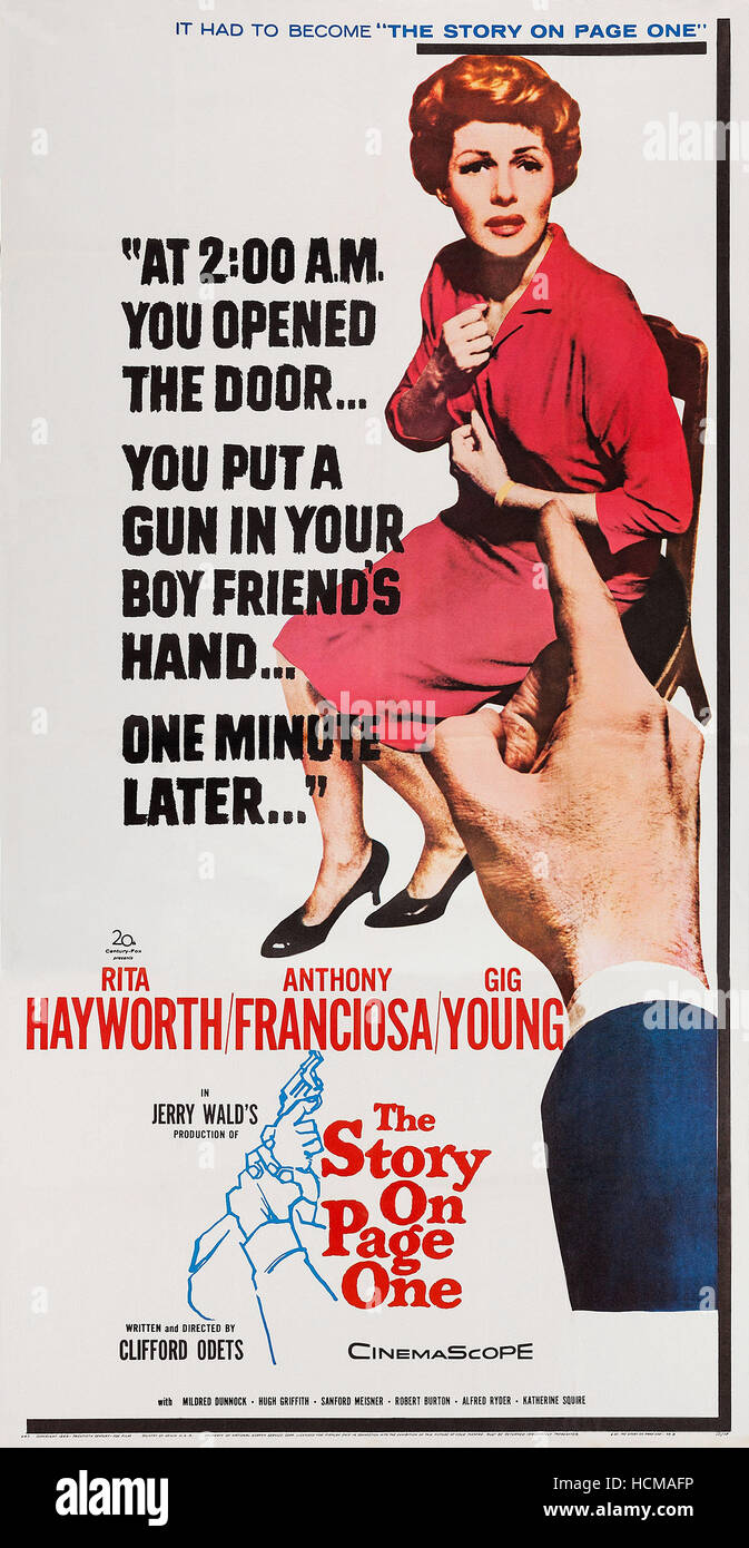 THE STORY ON PAGE ONE, US poster art, Rita Hayworth, 1959, TM and ...