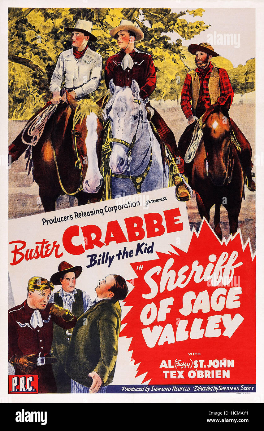 SHERIFF OF SAGE VALLEY, US poster, horseback from left: Dave O'Brien ...