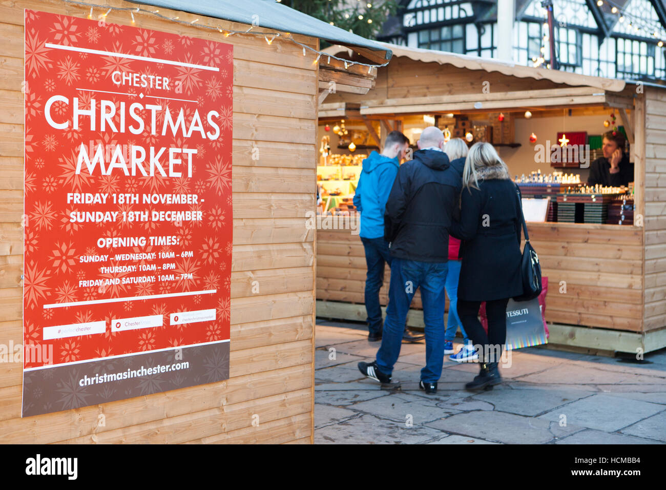 Shops, signs, and shoppers in the retail sector of the City of Chester ...