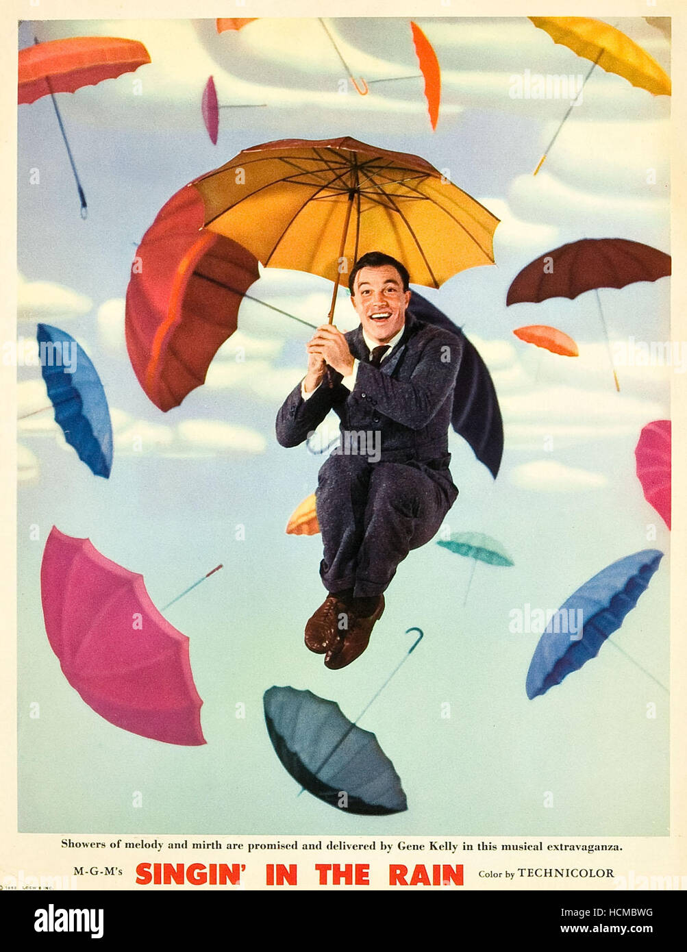 SINGIN' IN THE RAIN, Gene Kelly on promotional poster/photo, 1952 Stock ...