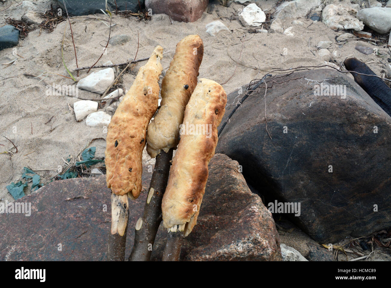 Bannock on a stick, a native North American food similar to bread ...
