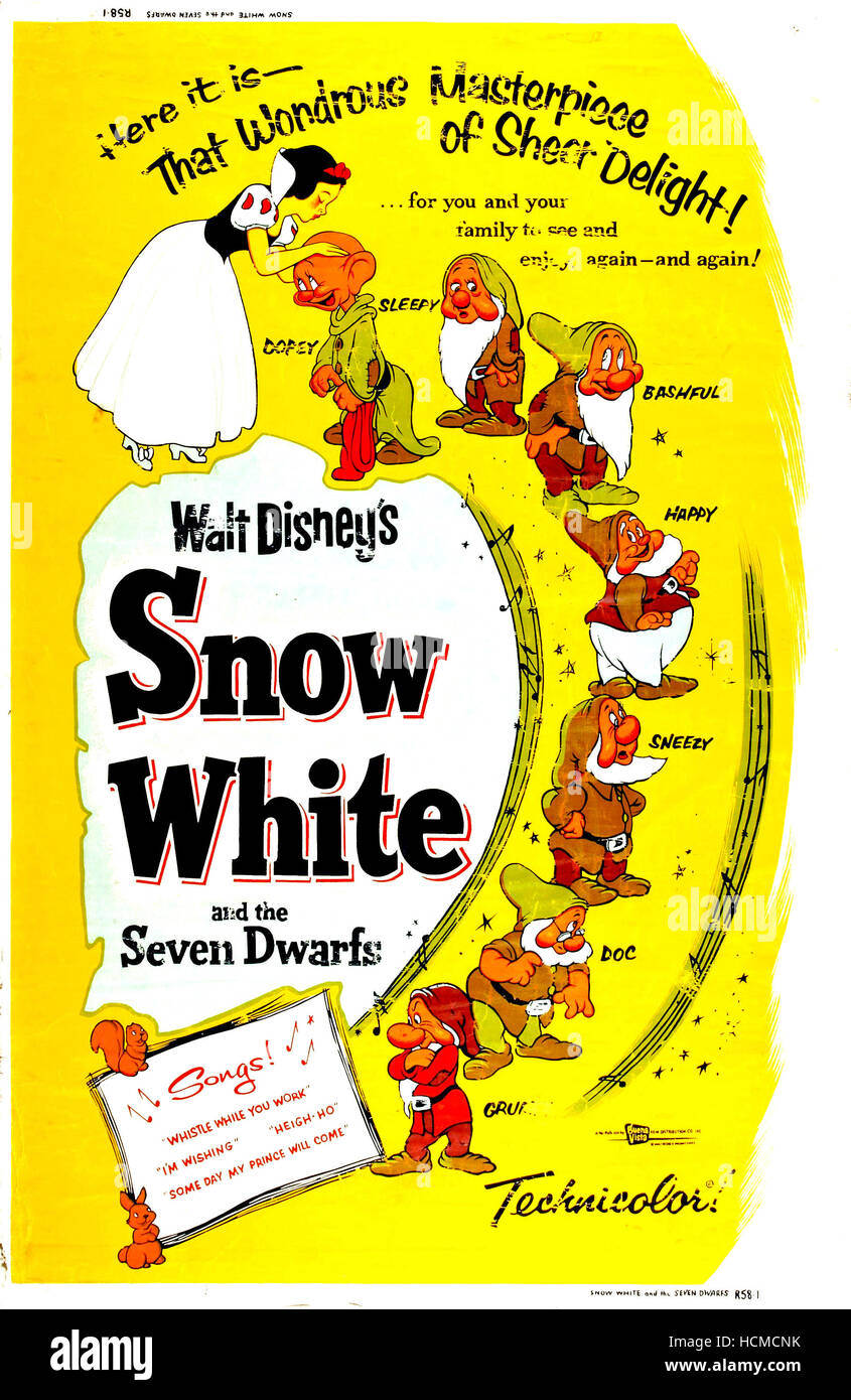 SNOW WHITE AND THE SEVEN DWARFS, poster art, clockwise from top: Snow ...
