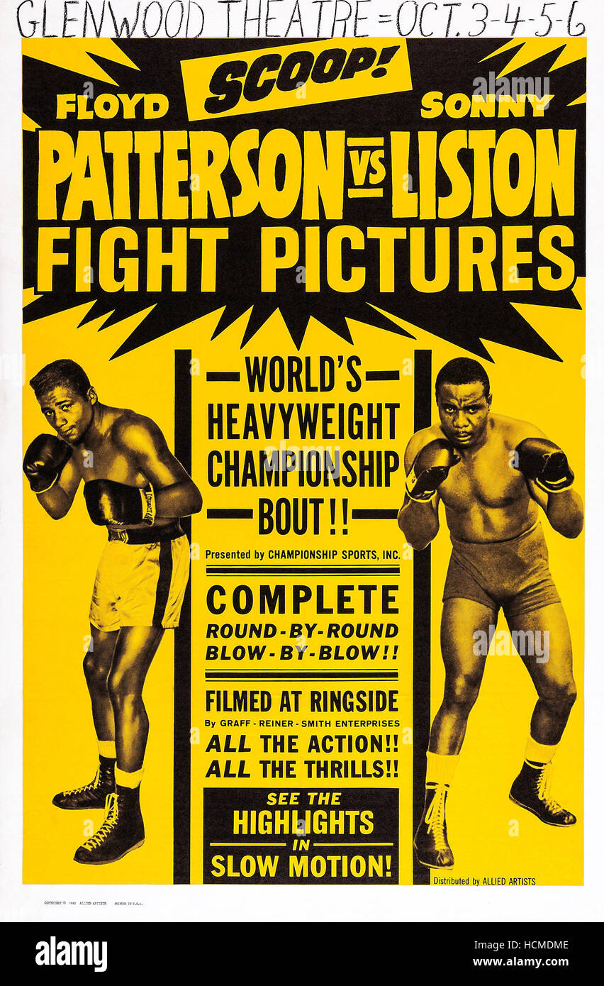 SONNY LISTON VS. FLOYD PATTERSON, US poster art, from left: Floyd ...