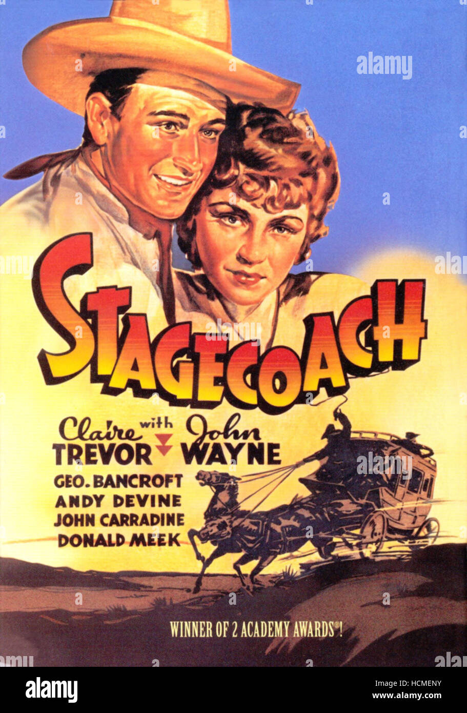 STAGECOACH, l-r: John Wayne, Claire Trevor on poster art, 1939 Stock ...