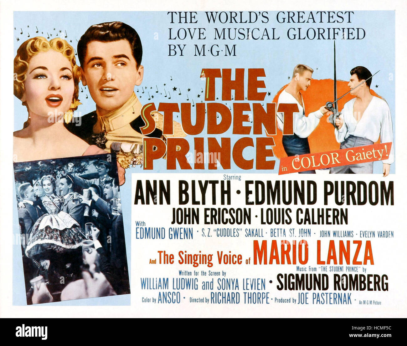 THE STUDENT PRINCE, from left: Edmund Purdom, Ann Blyth, 1954 Stock ...