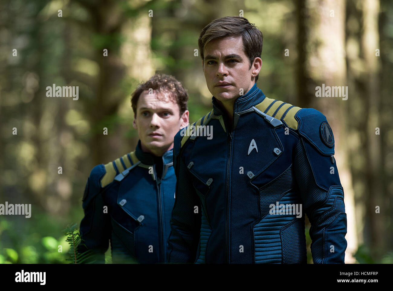 STAR TREK BEYOND, from left: Anton Yelchin as Chekov, Chris Pine as ...