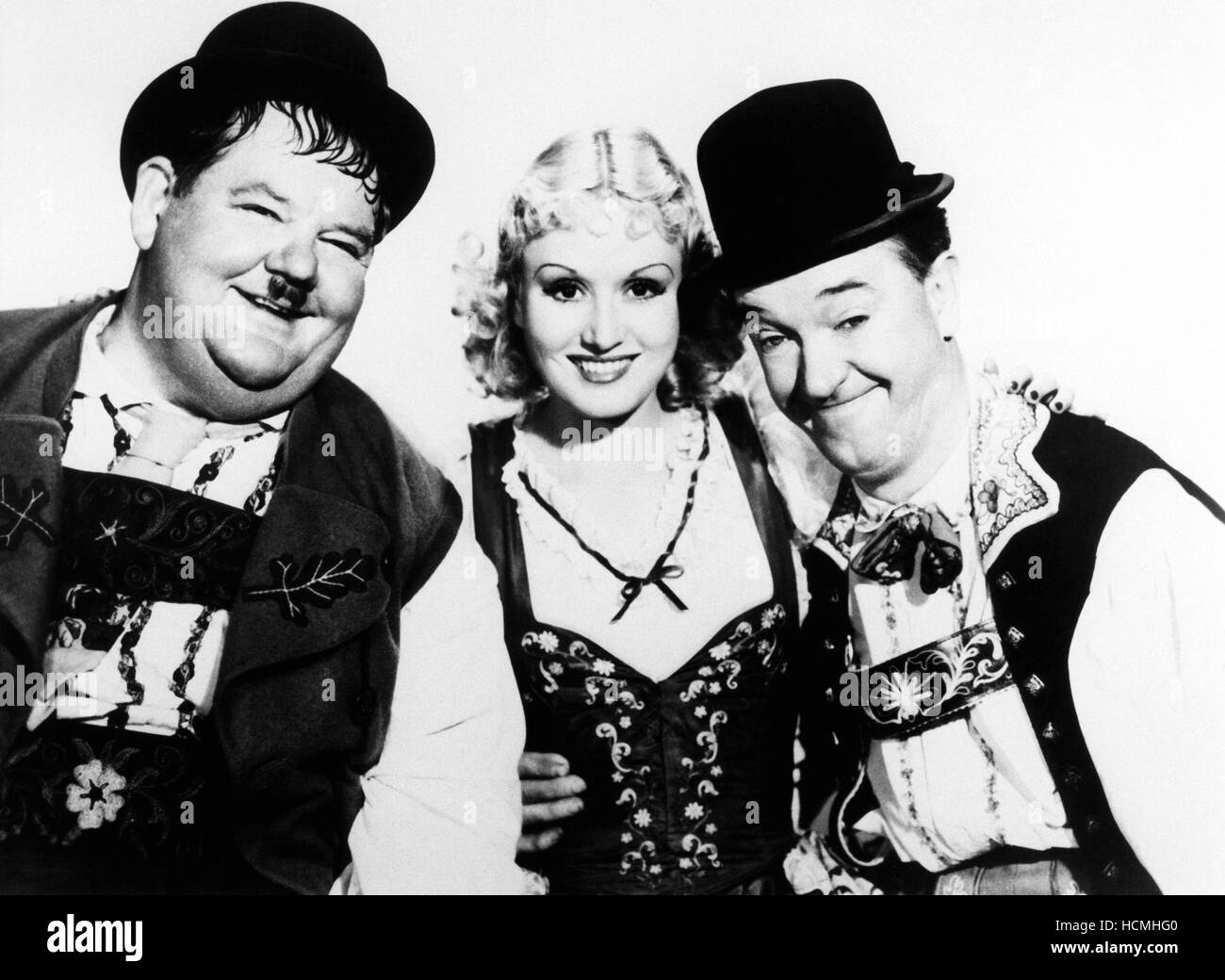 SWISS MISS, from left: Oliver Hardy, Della Lind, Stan Laurel, 1938 ...