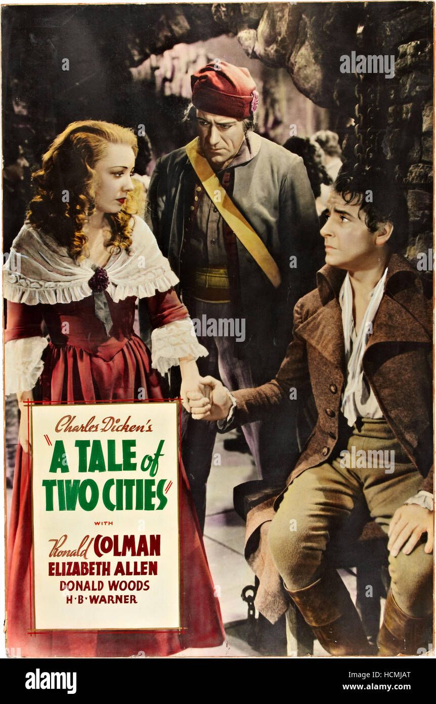 A TALE OF TWO CITIES, Isabel Jewell, Ronald Colman on lobbycard, 1935 ...