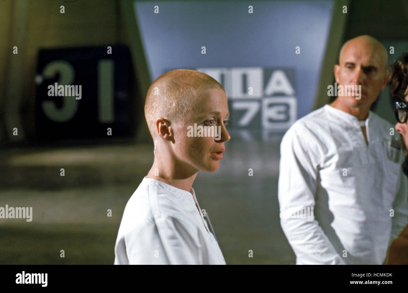 THX 1138, Maggie McOmie, Robert Duvall, director George Lucas on set ...