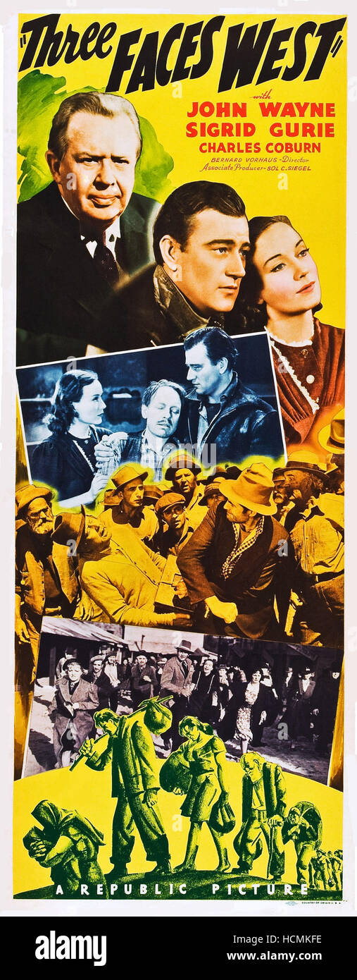 THREE FACES WEST, US poster art, top, from left: Charles Coburn, John ...
