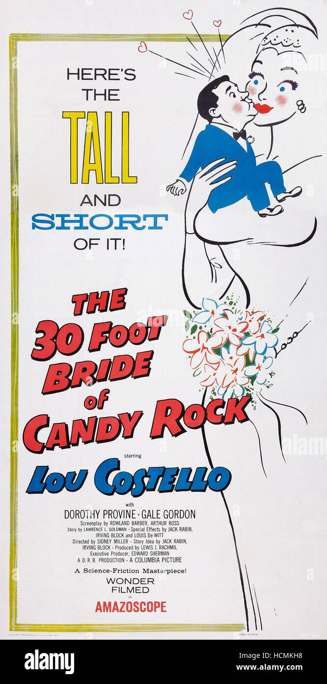 THE 30 FOOT BRIDE OF CANDY ROCK, US poster art, Lou Costello, 1959 ...