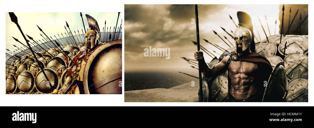 300, left: original drawing from Frank Miller's graphic novel, right ...