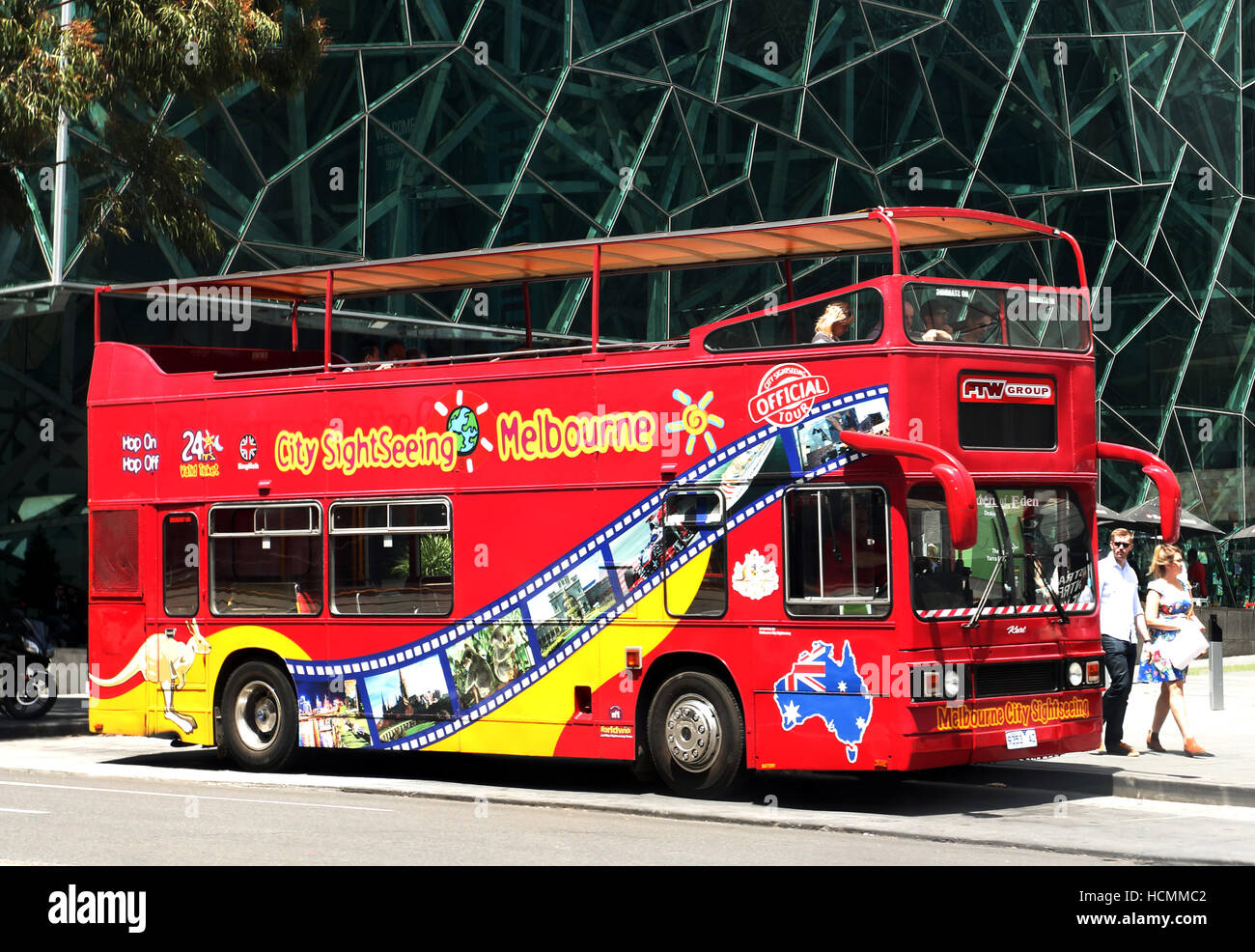 Melbourne Sightseeing Bus parked near Federation square Melbourne ...